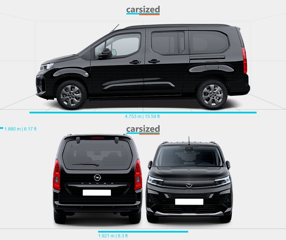 Opel Combo 2024-present Dimensions Side View