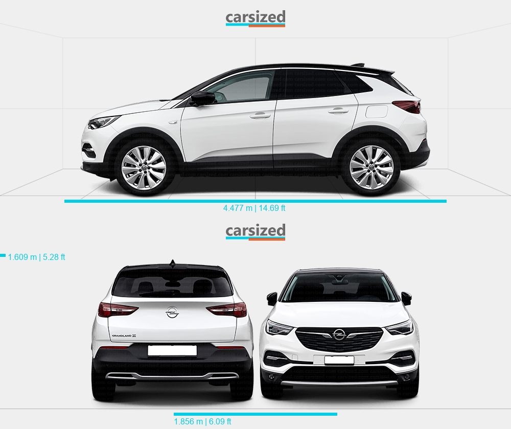 Opel Grandland 2017-2021 Dimensions Side View