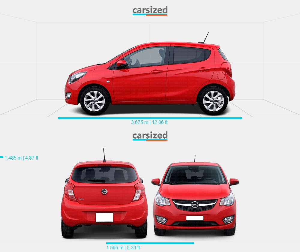 Opel Karl 2015-2019 Dimensions Side View