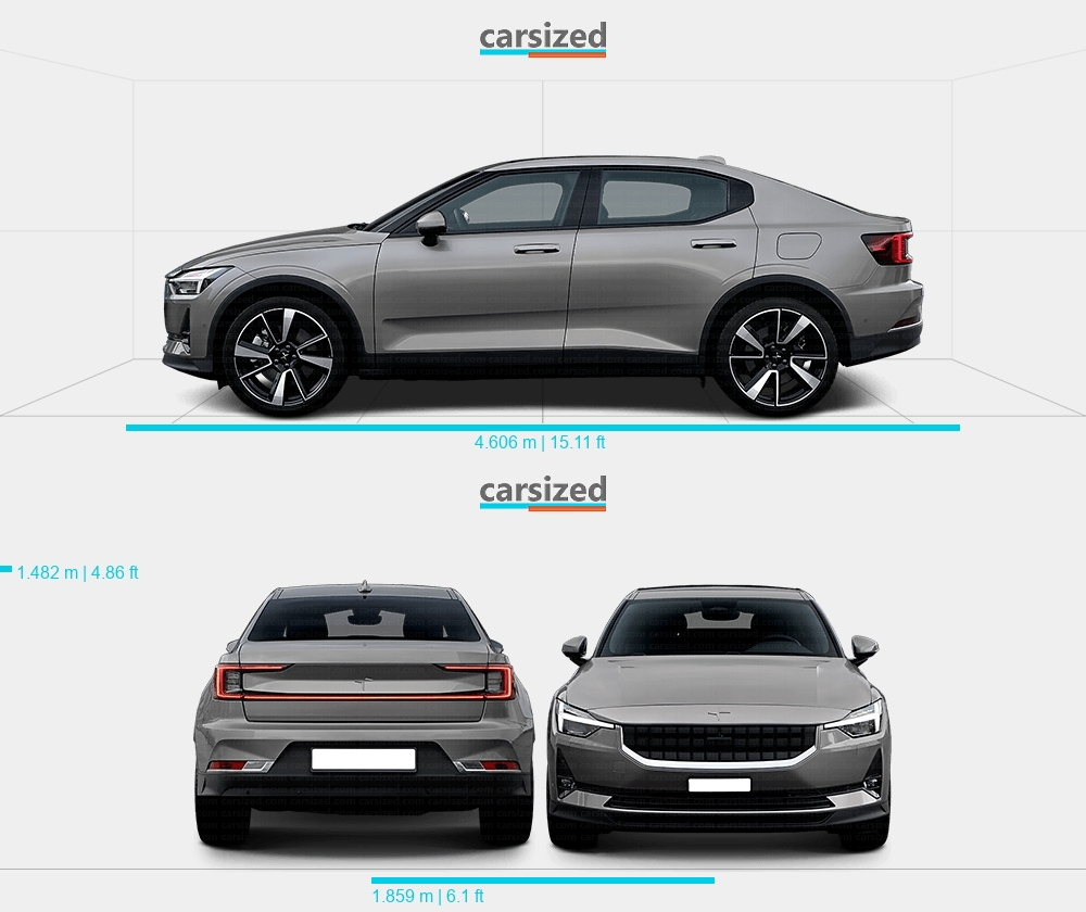 Polestar 2 2020-present Dimensions Side View
