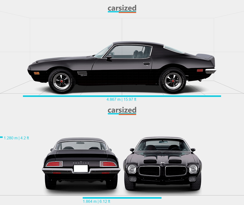 Pontiac Firebird 1970-1973 Dimensions Side View