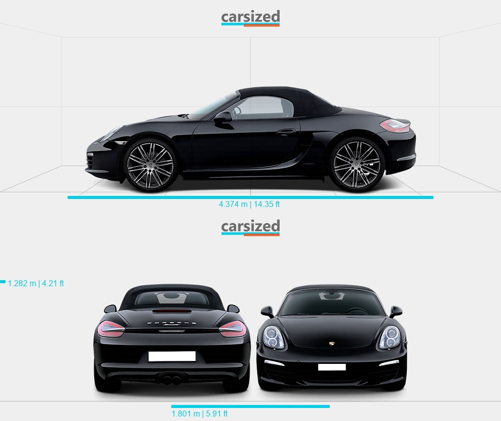 Porsche Boxster 2012-2016 Dimensions Side View