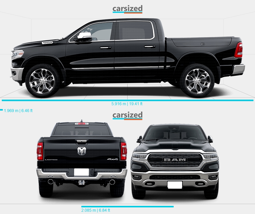 RAM 1500 2018-present Dimensions Side View