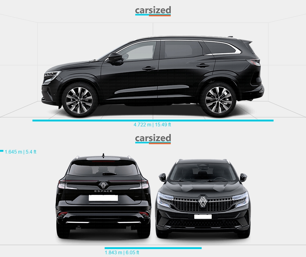 Renault Espace 2023-2025 Dimensions Side View