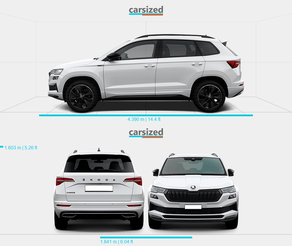 Skoda Karoq 2021-present Dimensions Side View