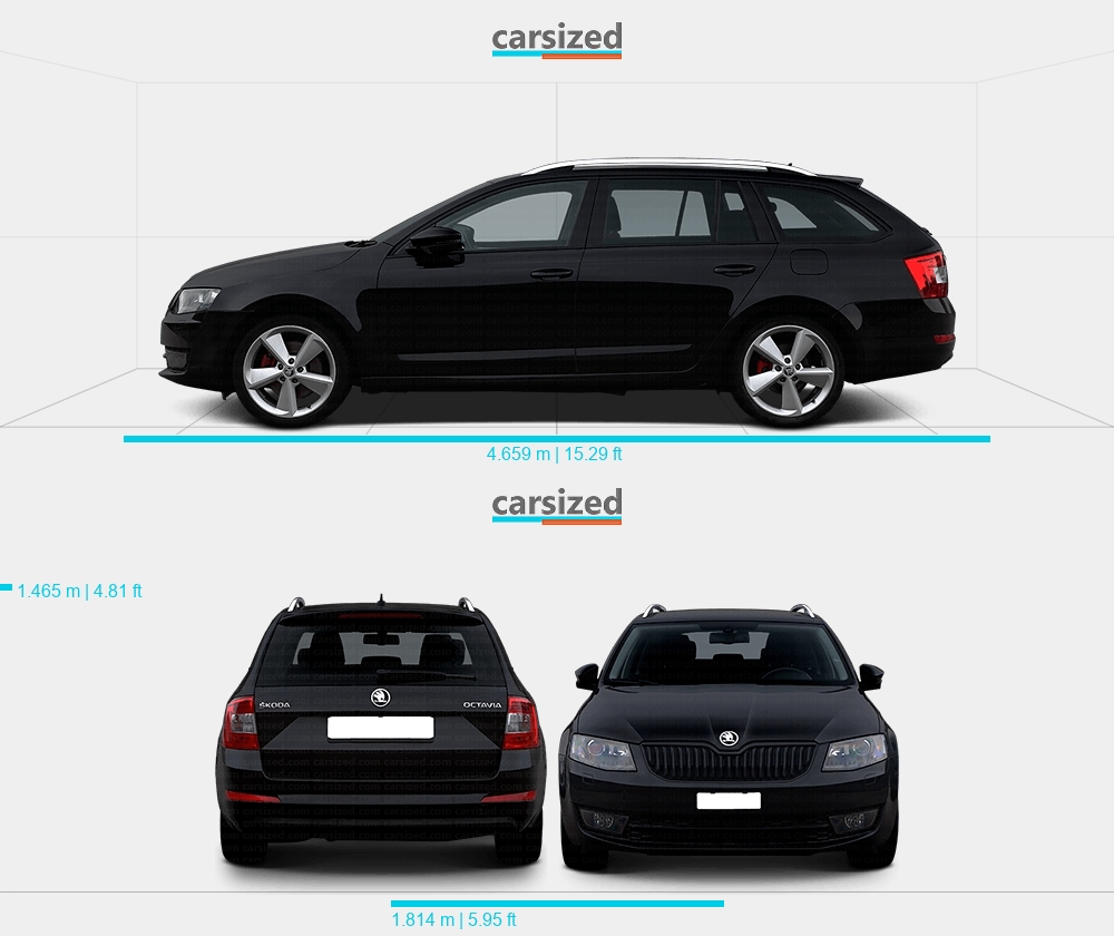 Skoda Octavia 2012-2016 Dimensions Side View