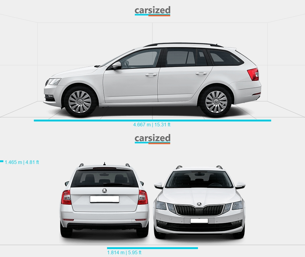 Skoda Octavia 2017-2019 Dimensions Rear View