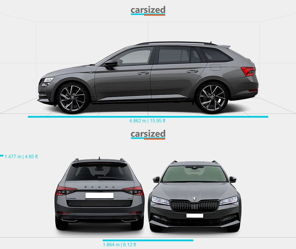 Skoda Superb 2019-2023 Dimensions Side View