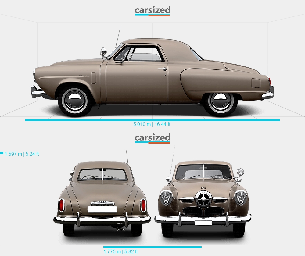 Studebaker Champion 1950-1952 Dimensions Side View