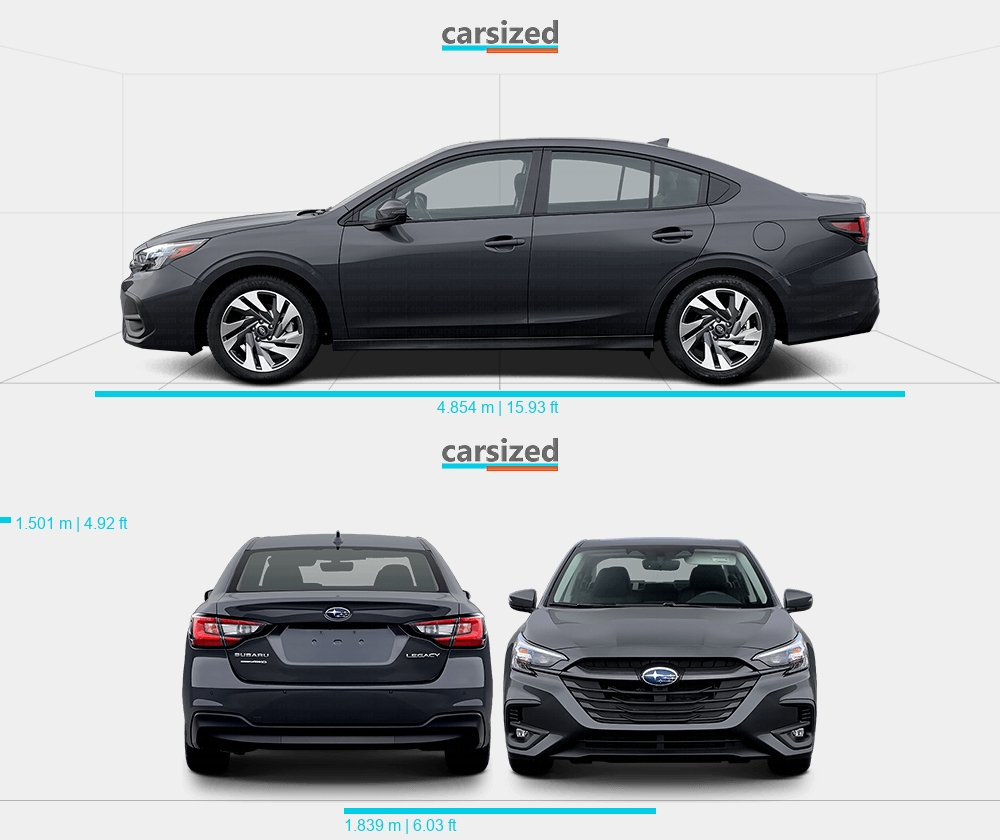 Subaru Legacy 2023-present Dimensions Side View