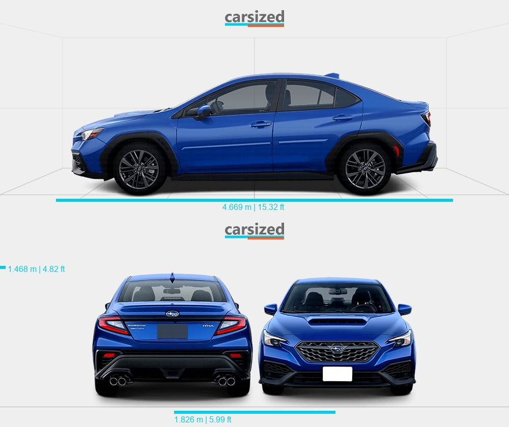 Subaru WRX 2021-present Dimensions Side View