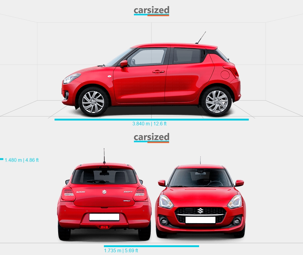 Suzuki Swift 2020-2023 Dimensions Side View