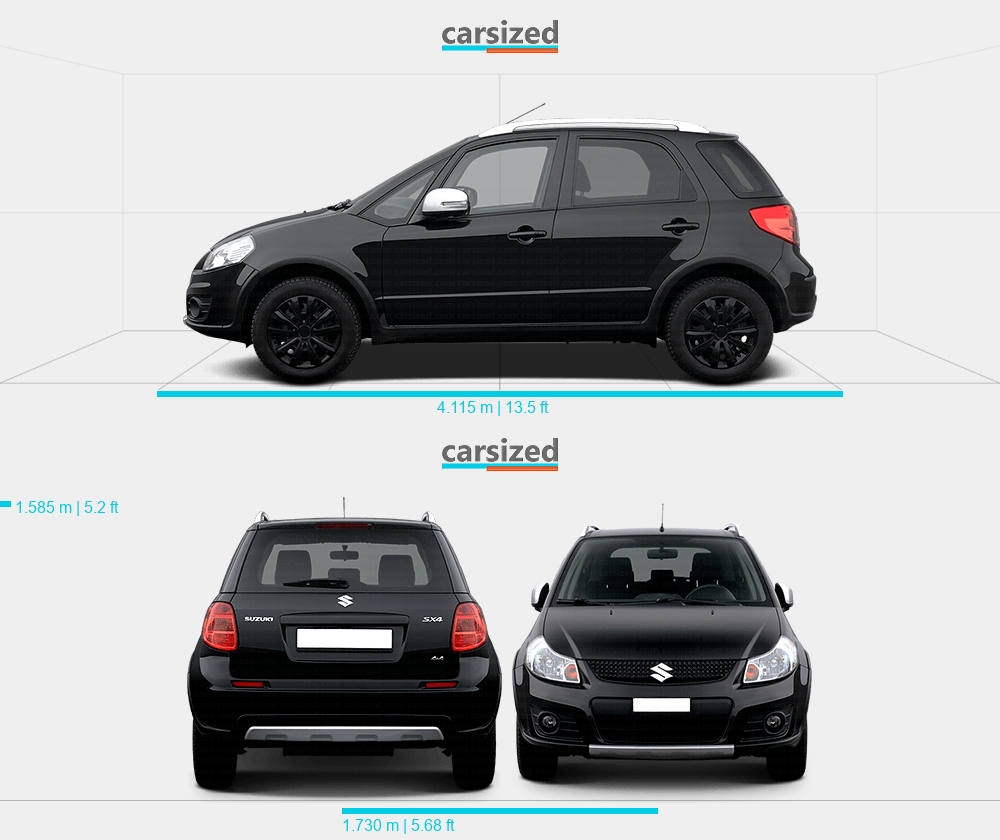 Suzuki SX4 2009-2014 Dimensions Side View