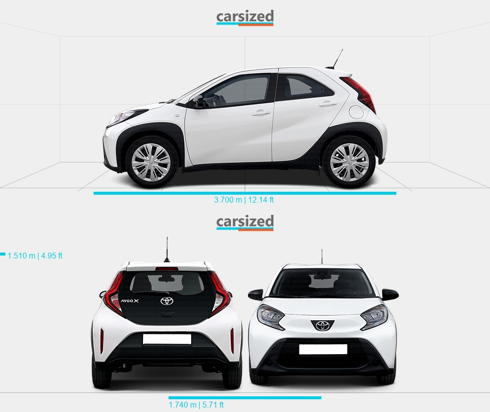 Toyota Aygo X 2022-present Dimensions Side View