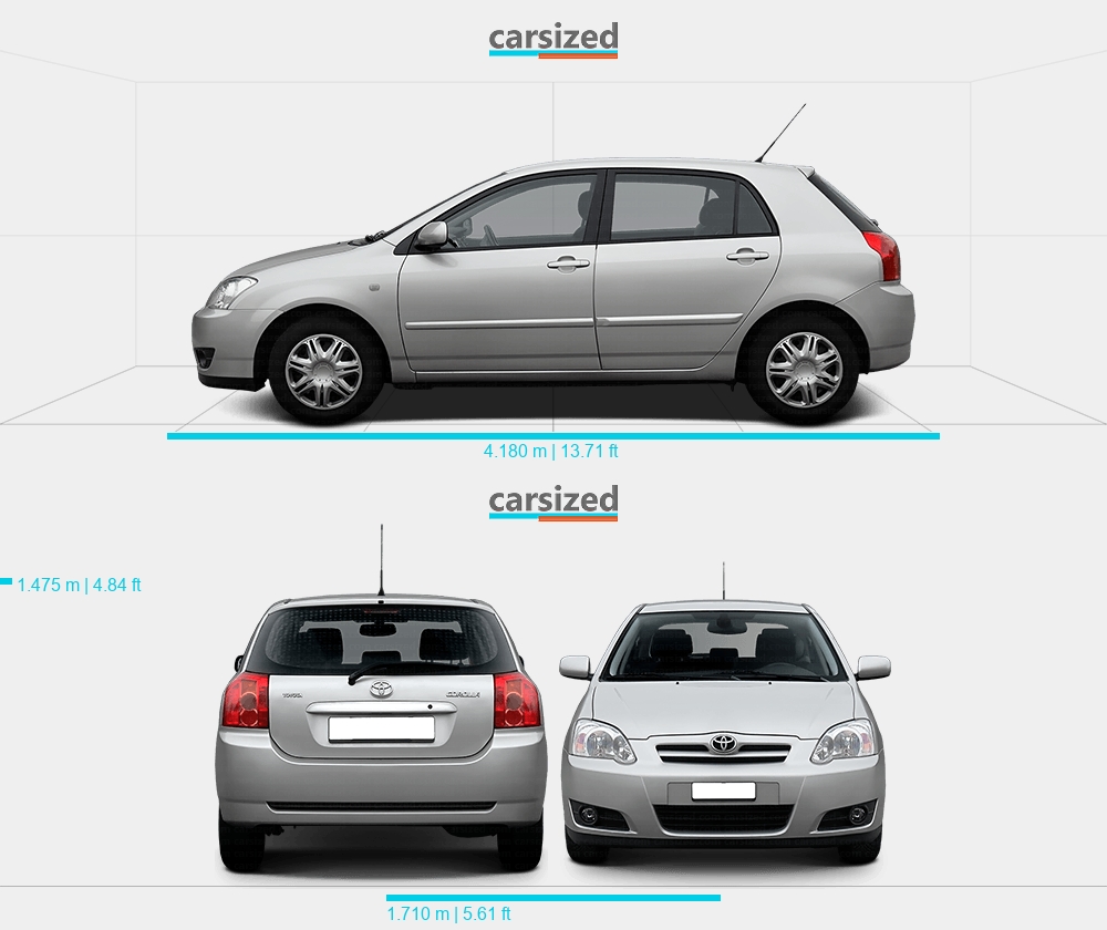 Toyota Corolla 2004-2007 Dimensions Side View