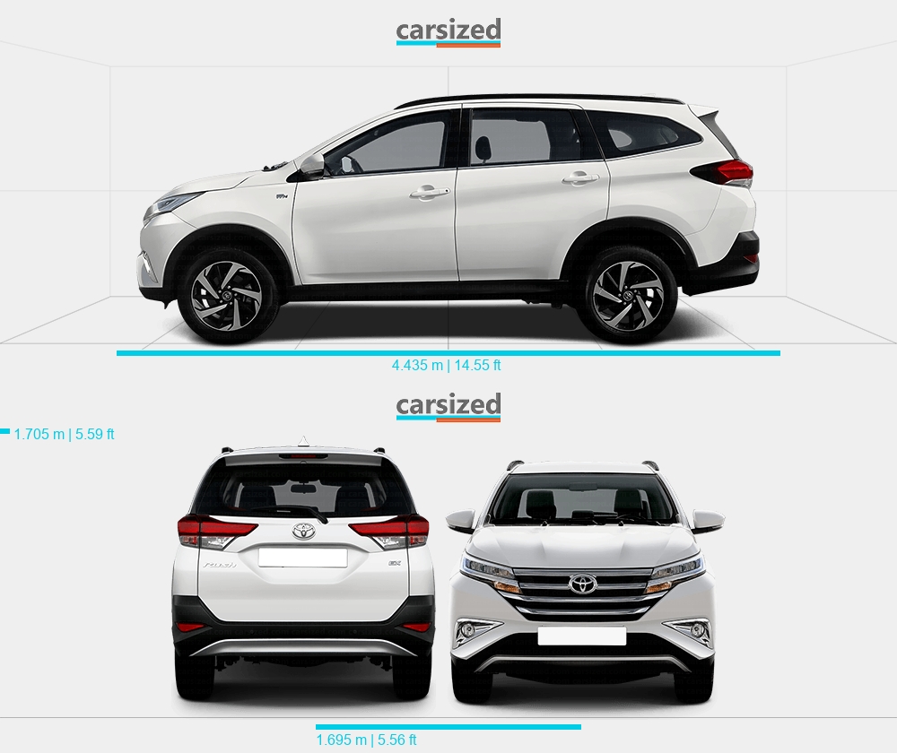 Toyota Rush 2017-present Dimensions Side View