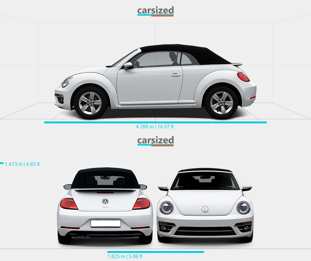 Volkswagen Beetle 2016-2019 Dimensions Side View