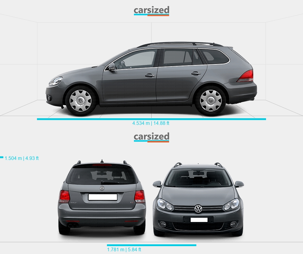 Volkswagen Golf 2009-2013 Dimensions Side View
