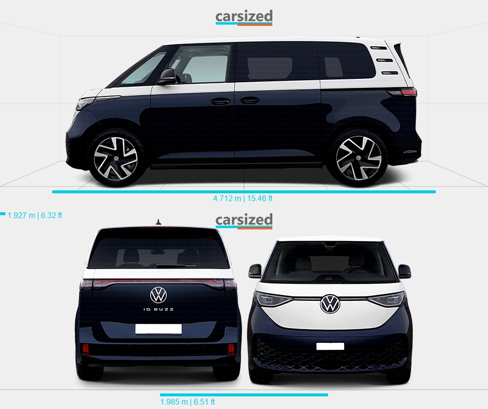 Volkswagen ID.Buzz 2022-present Dimensions Side View