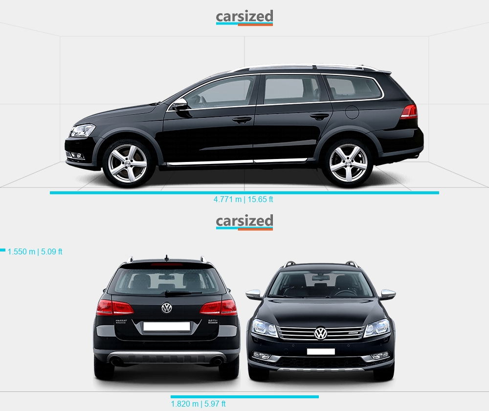 Volkswagen Passat 2010-2014 Dimensions Side View