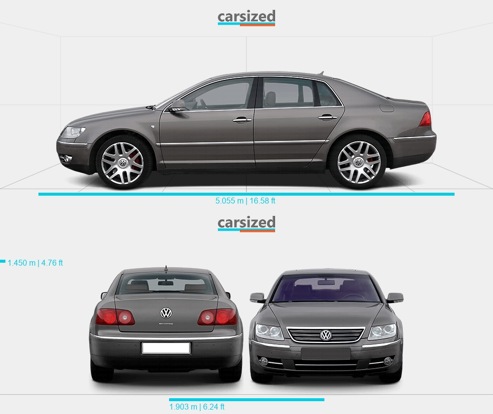 Volkswagen Phaeton 2002-2007 Dimensions Rear View