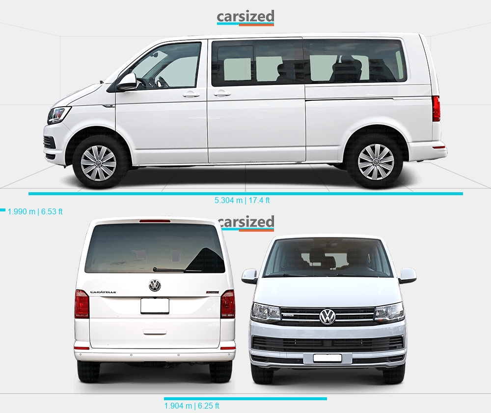 Volkswagen Transporter 2015-2019 Dimensions Side View