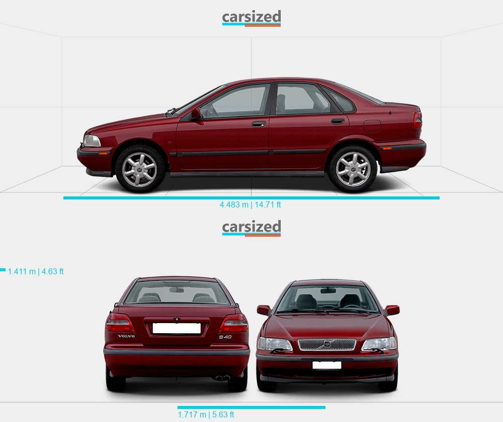 Volvo S40 1995-2000 Dimensions Side View