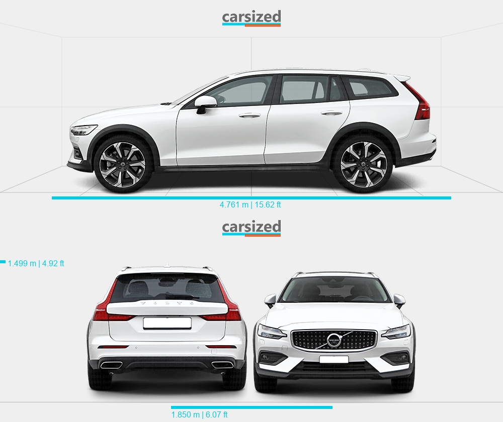 Volvo V60 2018-present Dimensions Side View
