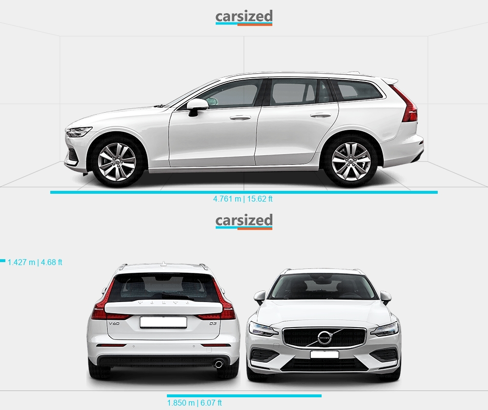 Volvo V60 2018-present Dimensions Side View