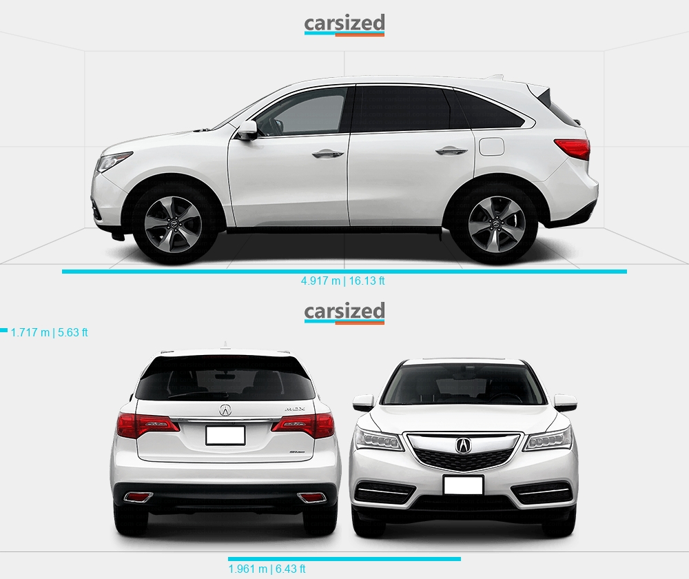 Acura MDX 2013-2016 Dimensiones Vista lateral