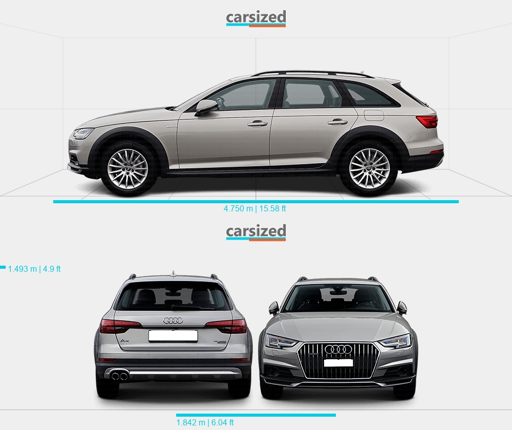 Audi A4 2015-2019 Dimensions Vista lateral