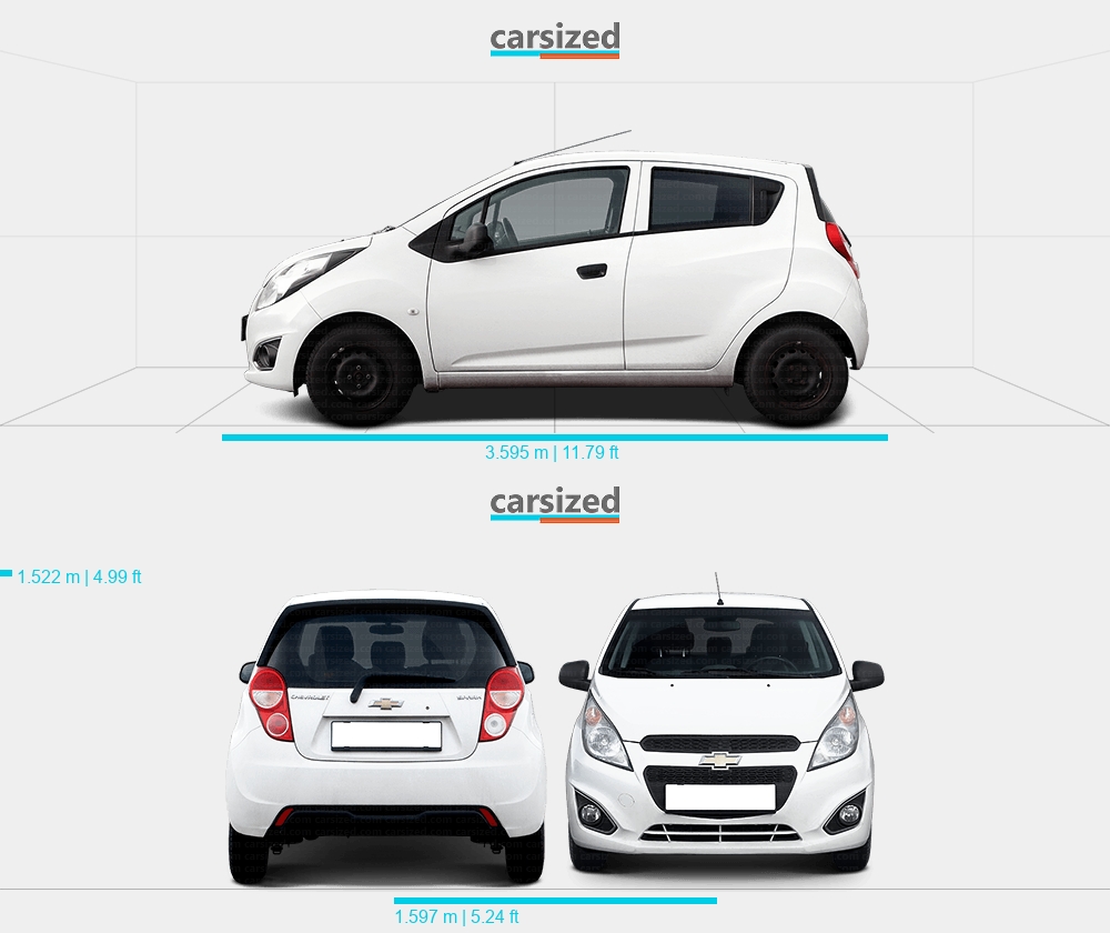 Chevrolet Spark 2012-2014 Dimensiones Vista lateral