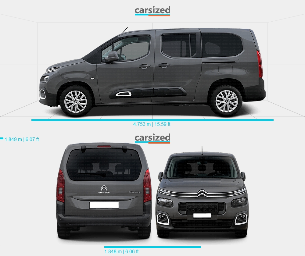 Citroën Berlingo 2018-presente Dimensiones Vista lateral