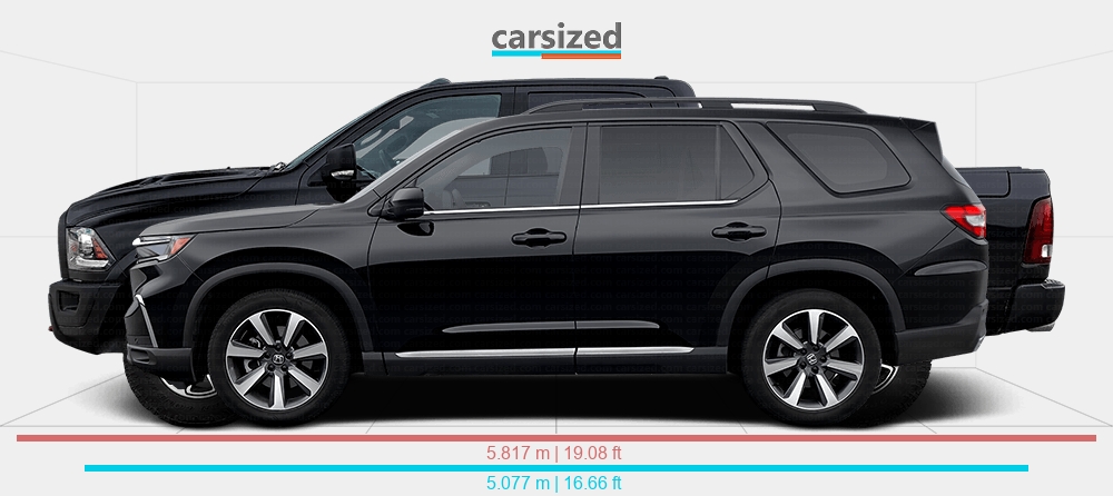 Dimensiones: Honda Pilot 2022-presente vs. Dodge Ram 2010-2019
