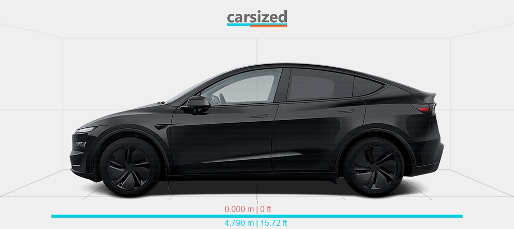 Dimensiones: Tesla Model Y 2025-presente vs. Toyota Hilux 2016-2020