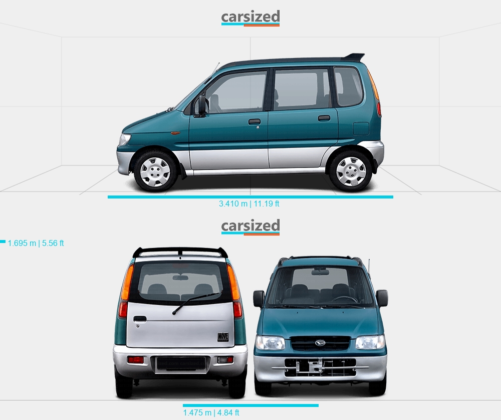 Daihatsu Move 1998-2003 Dimensiones Vista lateral