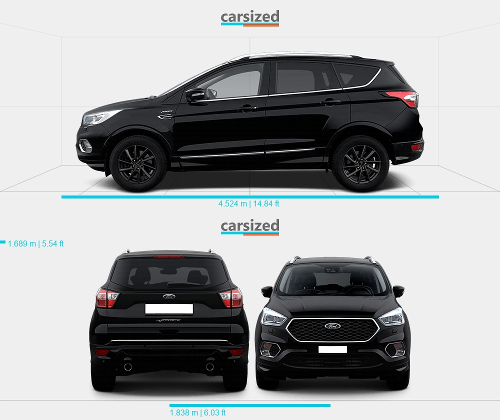 Ford Kuga 2017-2019 Dimensiones Vista frontal