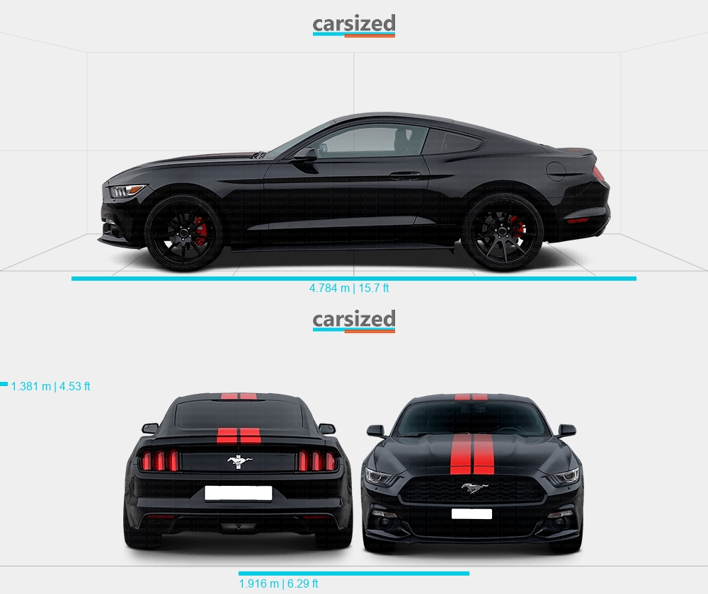 Ford Mustang 2014-2018 Dimensiones Vista lateral