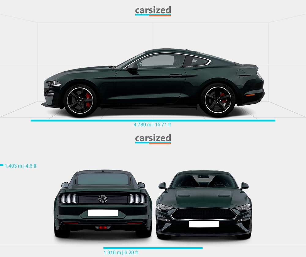 Ford Mustang 2018-presente Dimensions Vista lateral