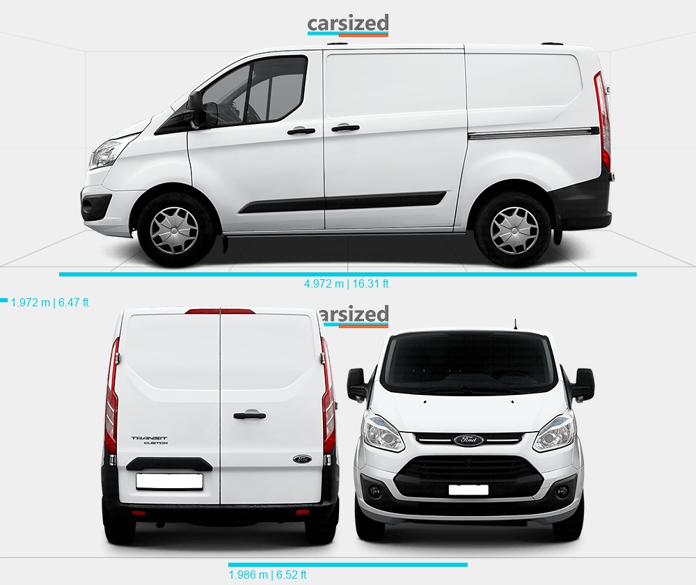 Ford Transit Custom 2012-2018 Dimensiones Vista lateral