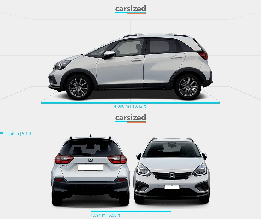 Honda Jazz/Fit 2020-presente Dimensions Vista lateral