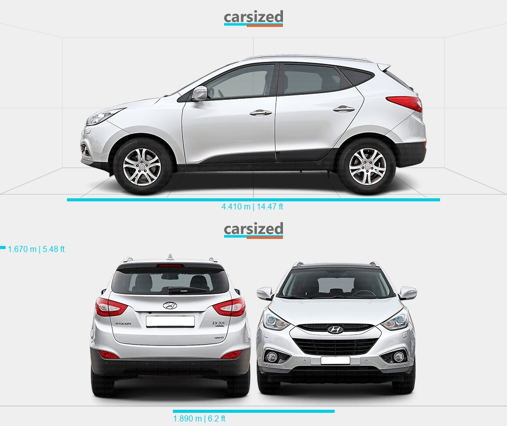 Hyundai Tucson 2009-2015 Dimensiones Vista lateral