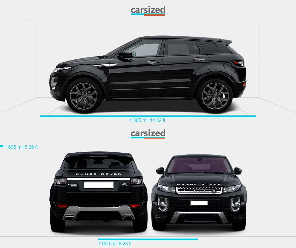 Land Rover Range Rover Evoque 2011-2015 Dimensiones Vista lateral