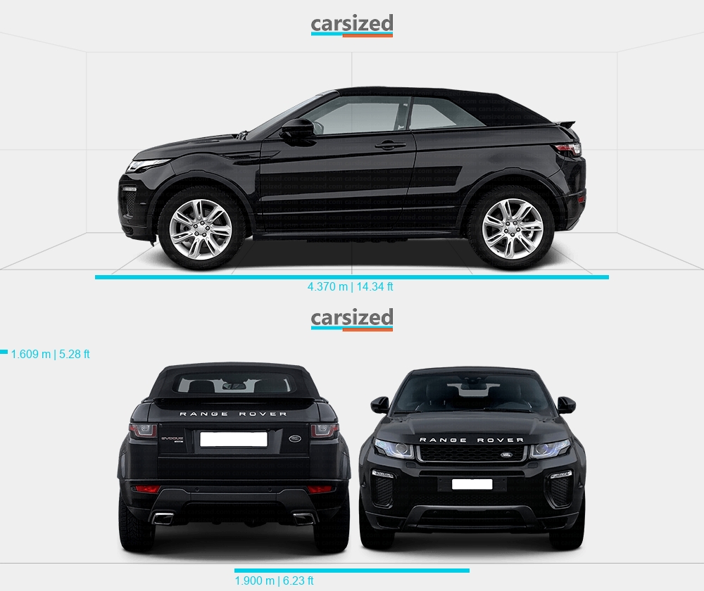 Land Rover Range Rover Evoque 2015-2018 Dimensiones Vista trasera