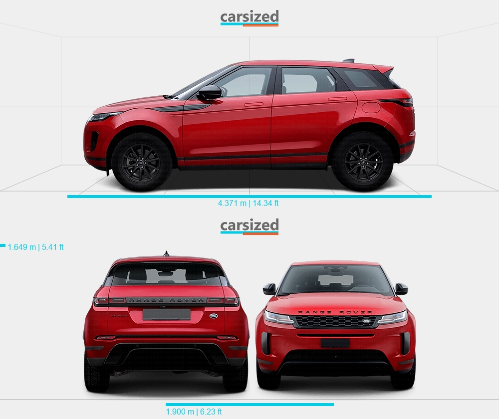 Land Rover Range Rover Evoque 2018-presente Dimensiones Vista trasera