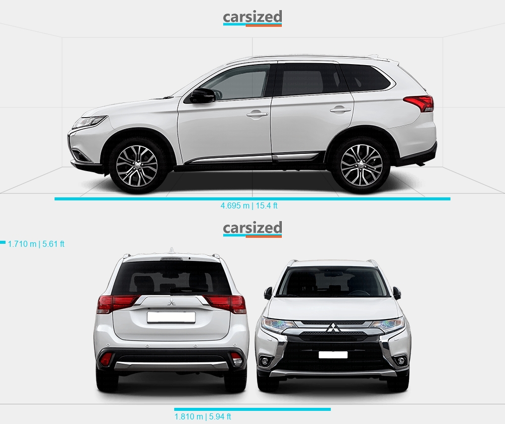 Mitsubishi Outlander 2015-2018 Dimensiones Vista lateral