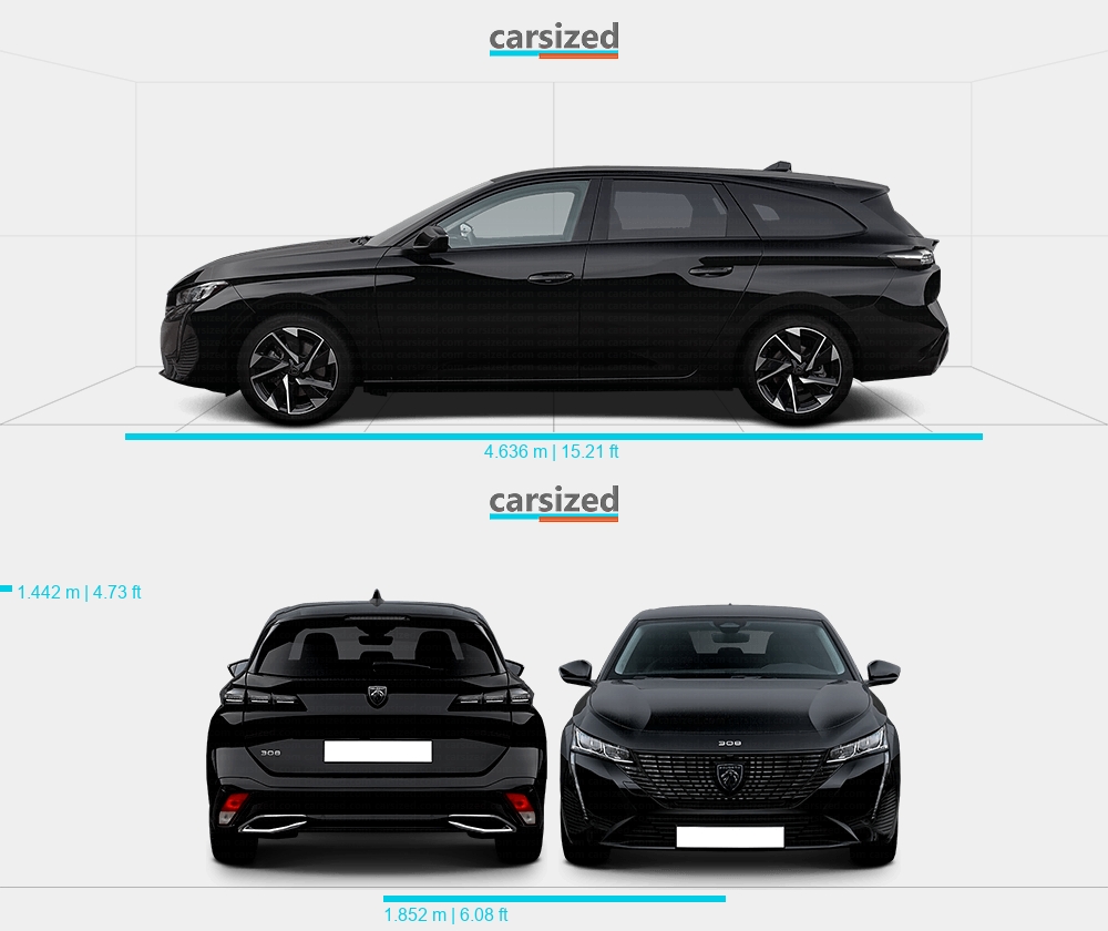 Peugeot 308 2021-presente Dimensions Vista lateral