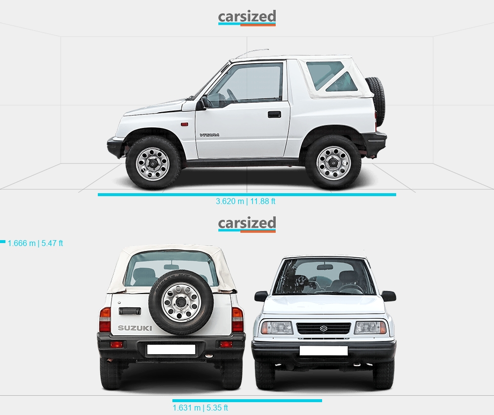 Suzuki Vitara 1988-1995 Dimensiones Vista lateral