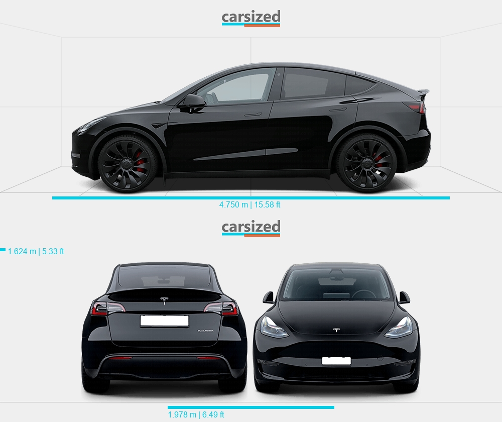 Tesla Model Y 2021-presente Dimensiones Vista lateral