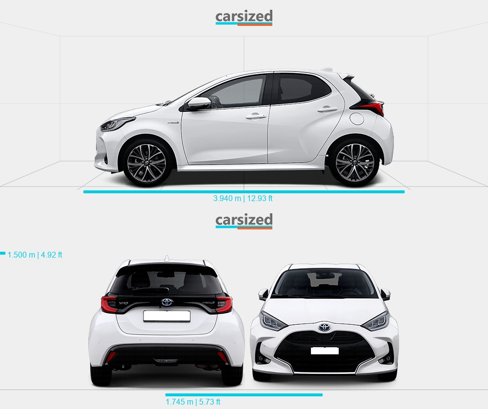 Toyota Yaris 2020-presente Dimensiones Vista lateral